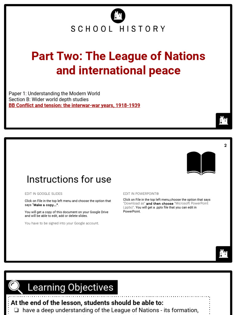 Y10 BB Part Two The League of Nations and International Peace | PDF ...