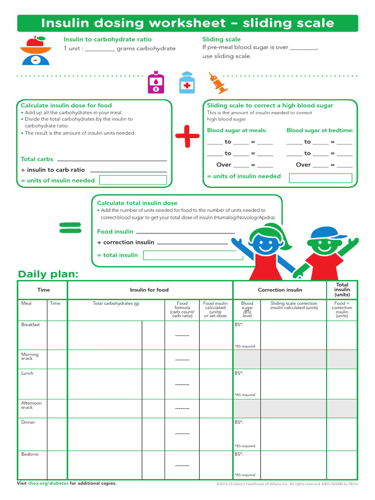 Insulin Dosing Sliding Scale Worksheet | PDF | Hypoglycemia | Hyperglycemia