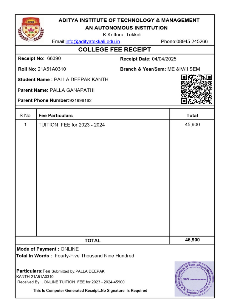 ReceiptDetailsStudent (4) - 1 | PDF