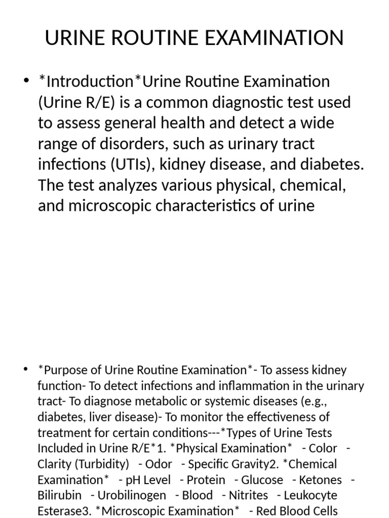 Urine Routine Examination | PDF | Urology | Medical Specialties