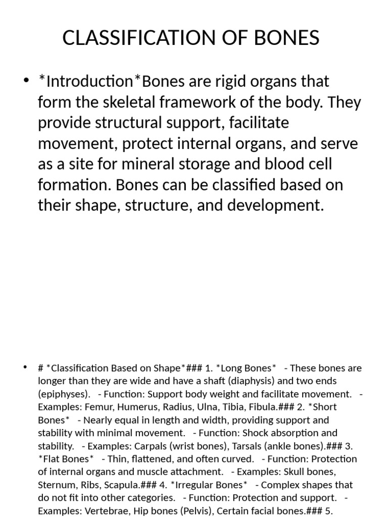 Classification of Bones | PDF | Bone | Musculoskeletal System