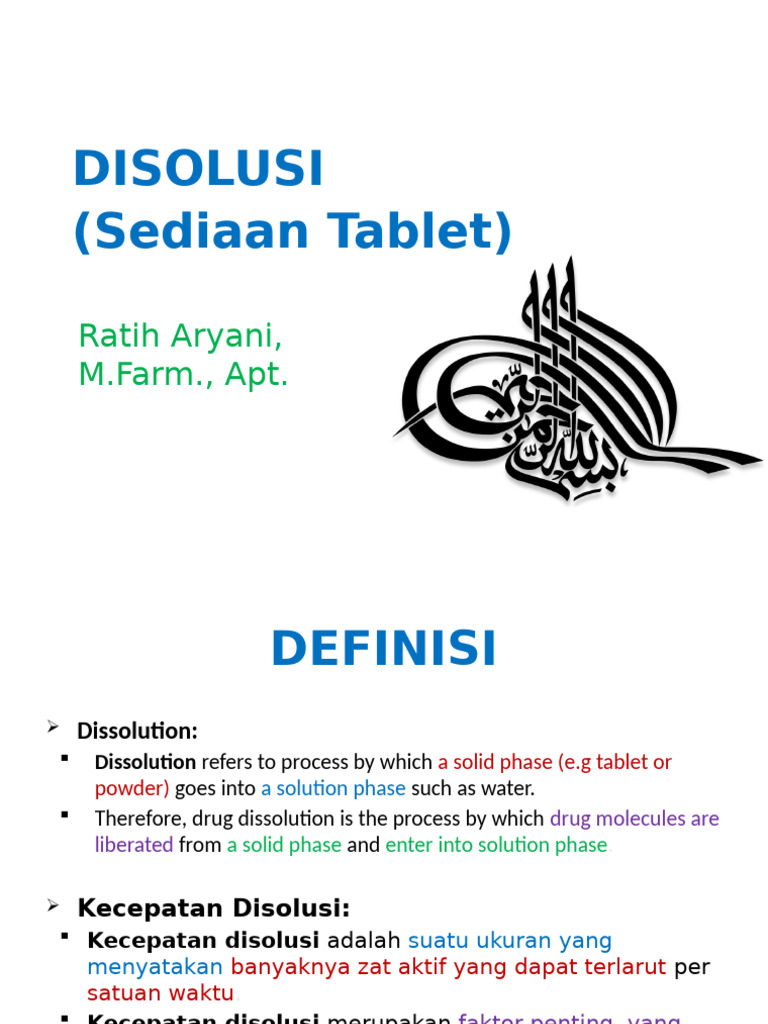 Proses Disolusi Tablet Obat | PDF