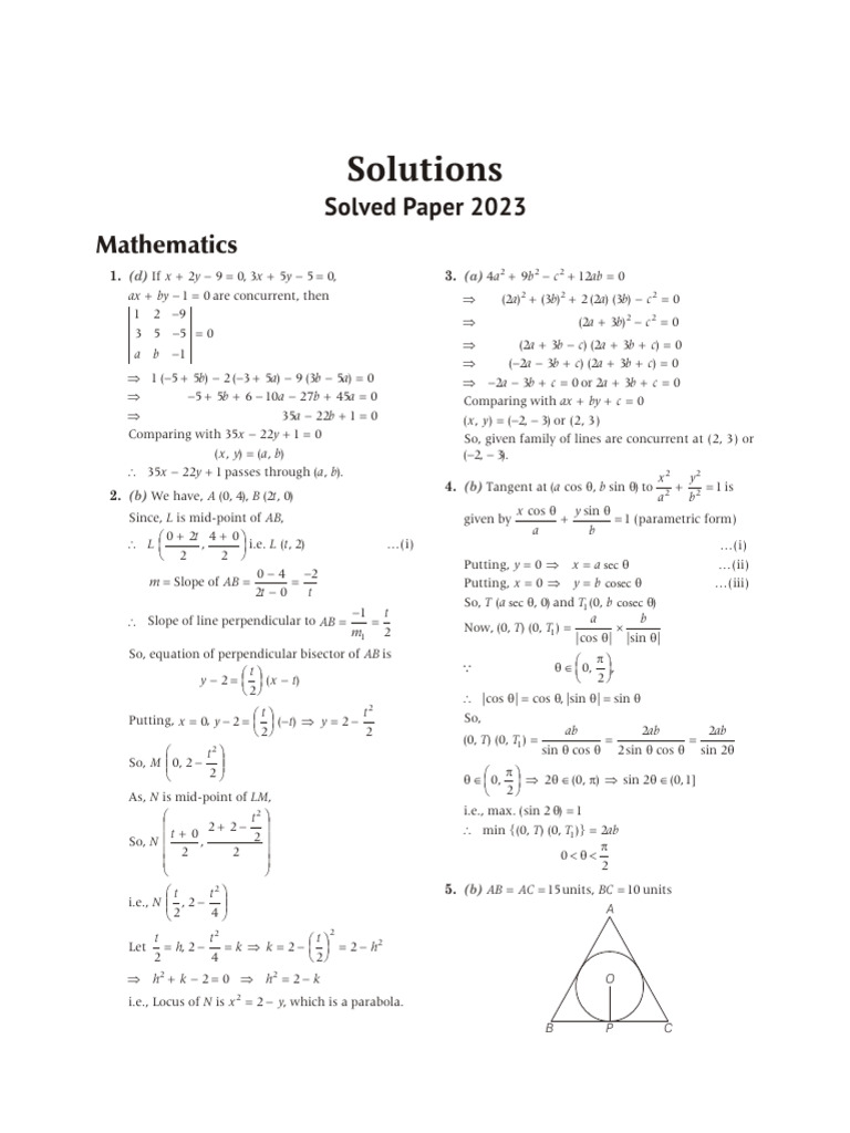 WB JEE Solved Paper 2023 Solution | PDF | Elementary Geometry ...