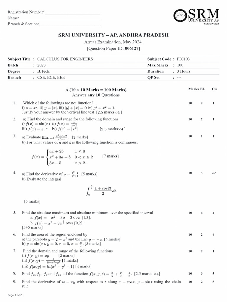 FIC 103 Physics | PDF