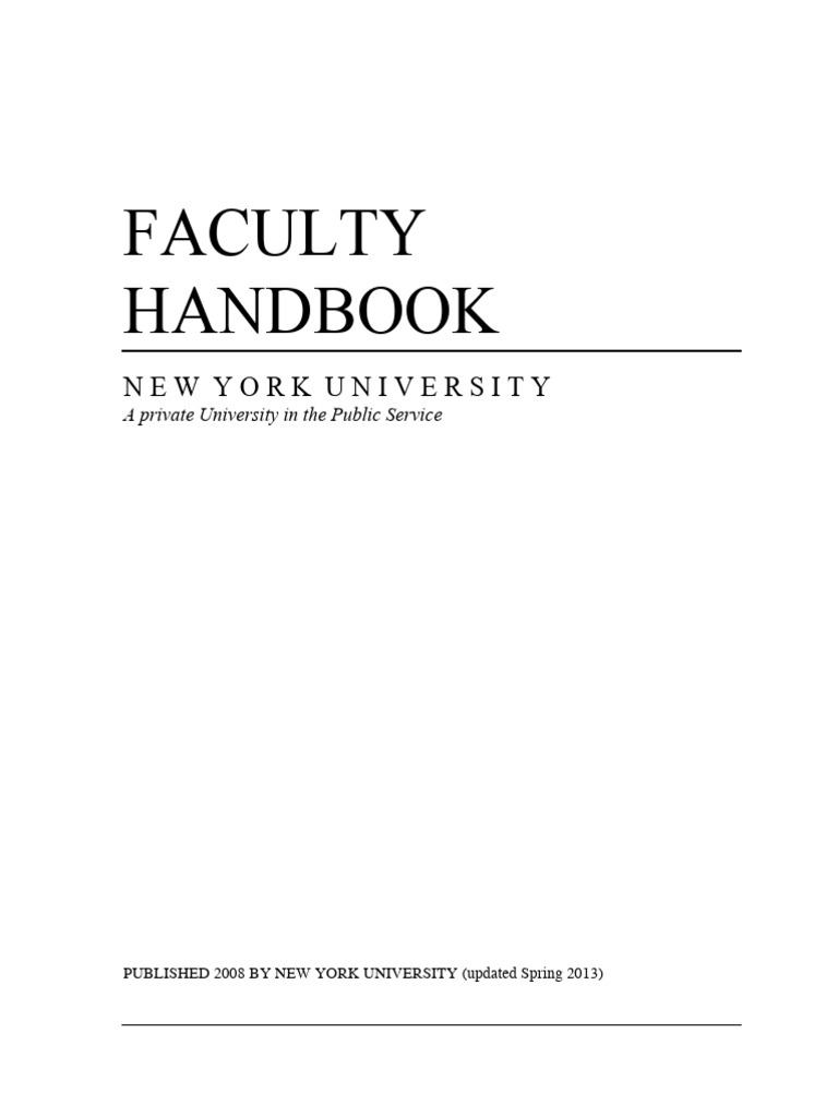Faculty Handbook May 2013 | PDF | New York University | Committee