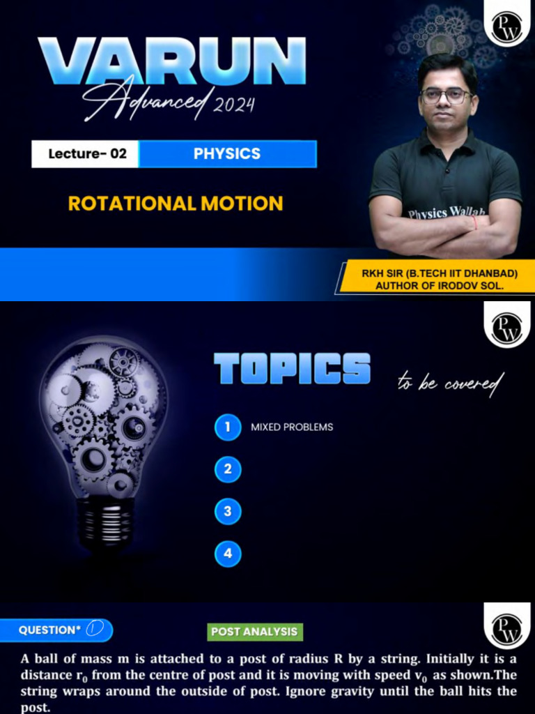 Rotational Motion 02 - Question Notes - Varun JEE Advanced 2024 | PDF