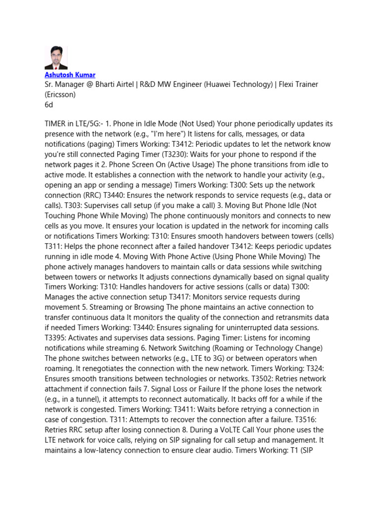 LTE/5G Timer Functions Explained | PDF | Session Initiation Protocol ...