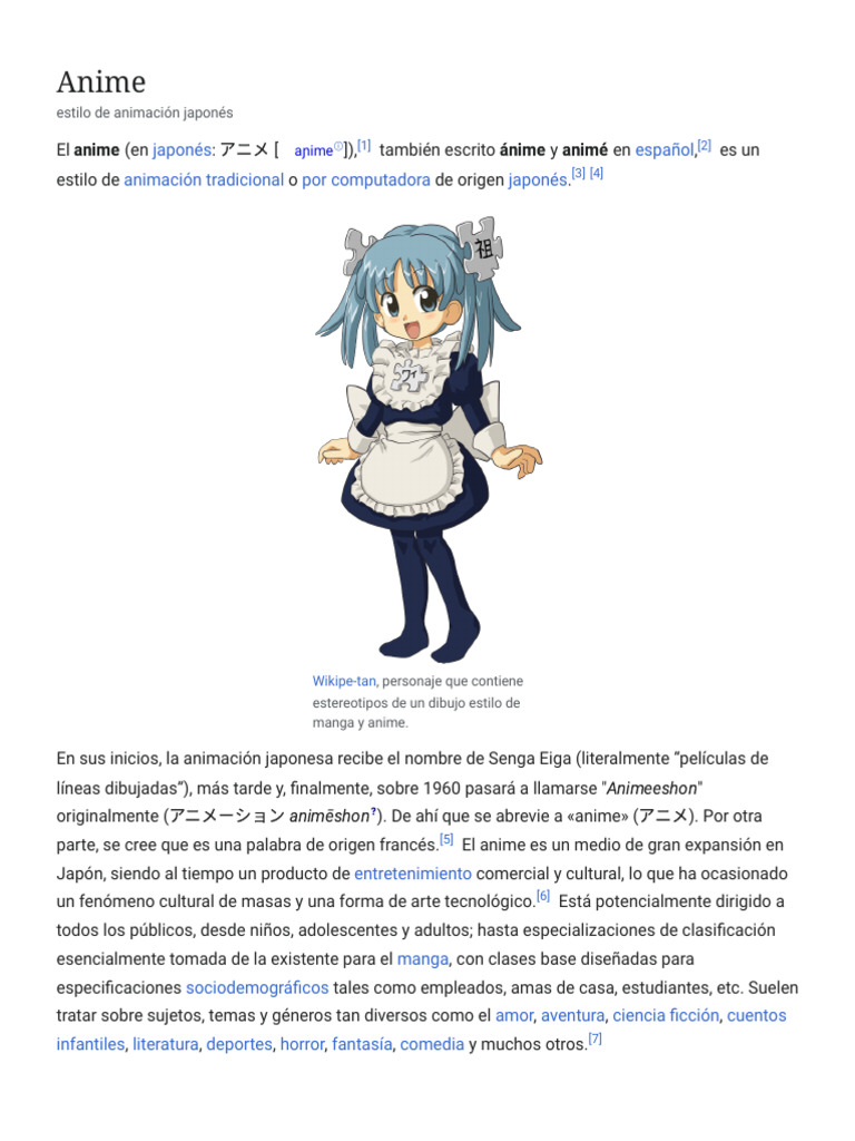 Anime - Wikipedia, La Enciclopedia Libre | PDF | Anime | Animación