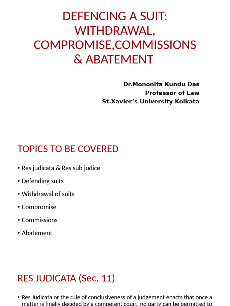 Defending Legal Suits Overview | PDF | Lawsuit | Res Judicata