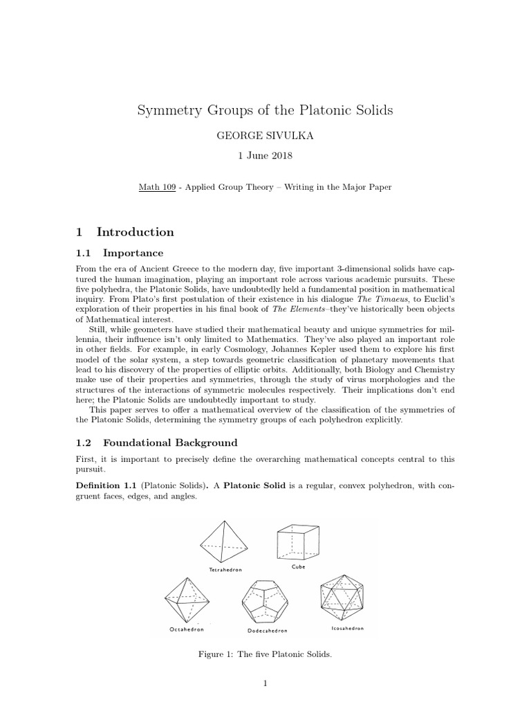 Symmetry Groups of Platonic Solids | PDF | Group (Mathematics ...