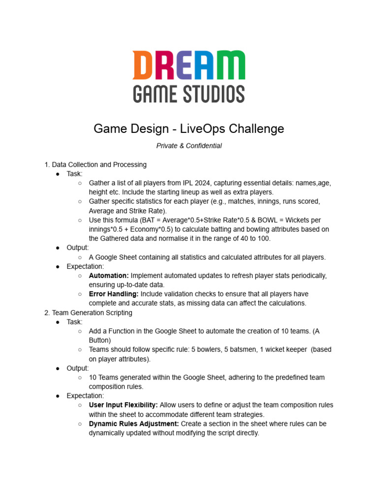 Game Design - LiveOps Challenge | PDF | Bowling (Cricket) | Automation