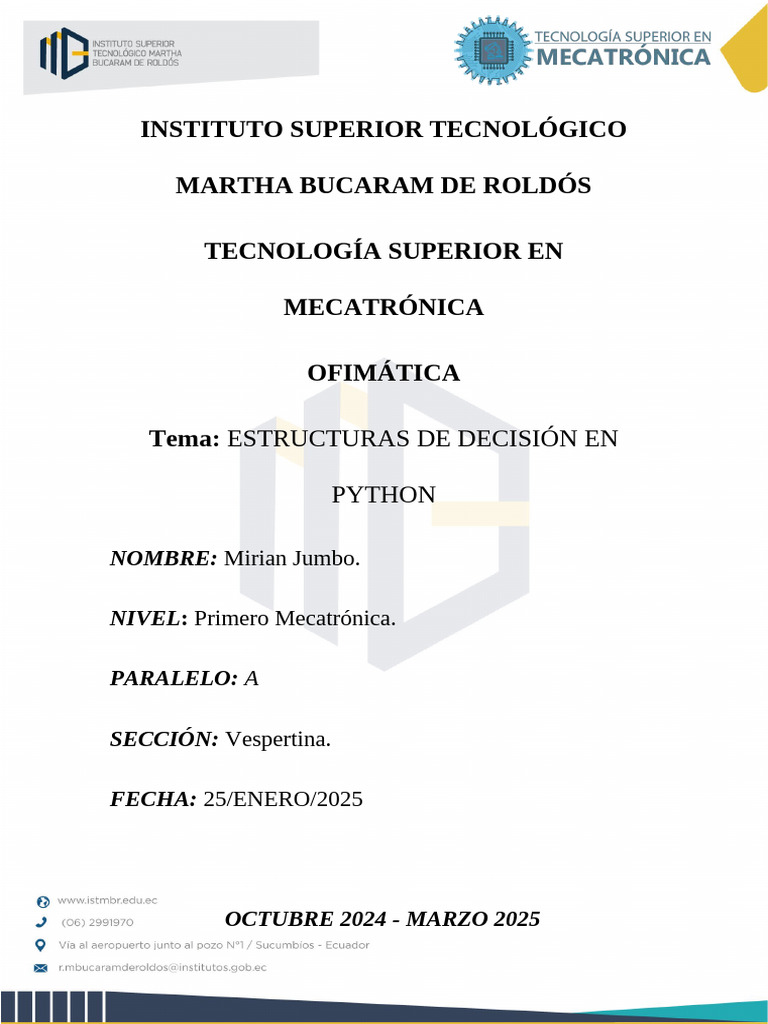 ESTRUCTURAS de Decision en Python | PDF