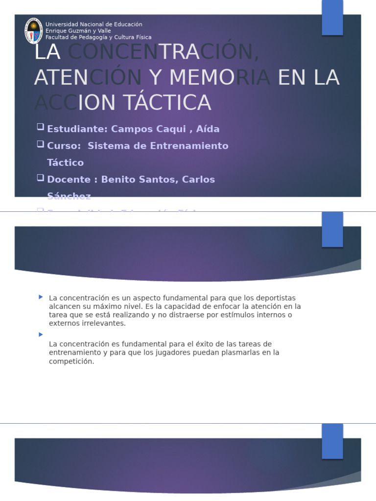 La Concentración, Atención y Memoria en La Accion | PDF