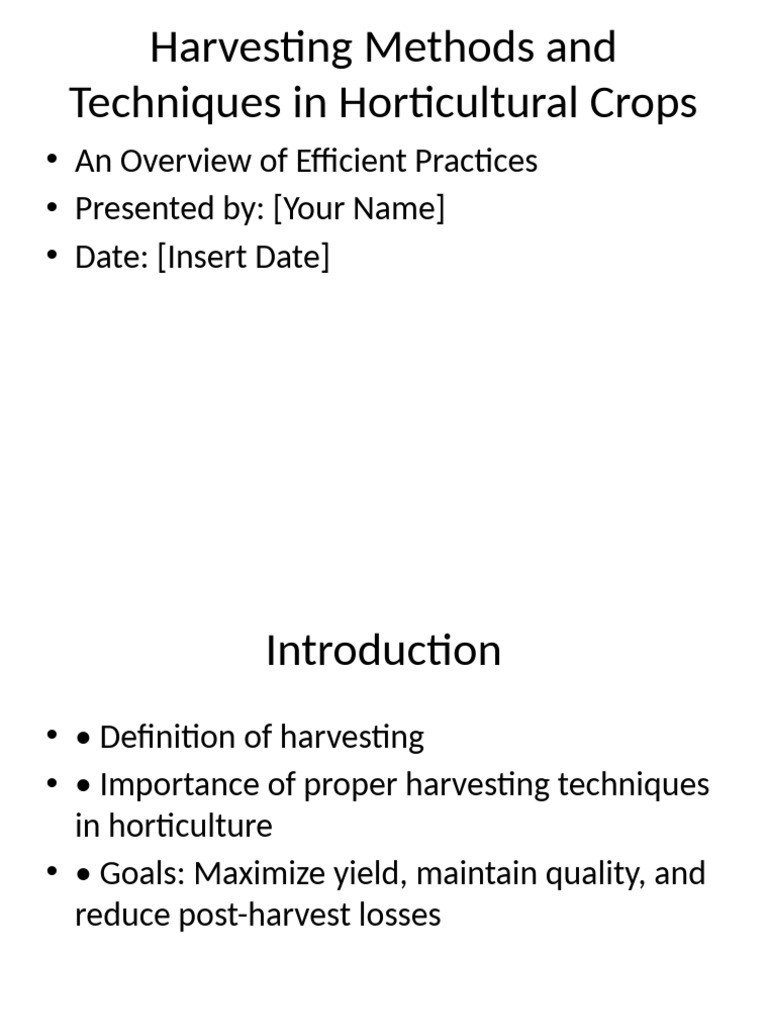 Horticultural Harvesting Techniques Guide | PDF