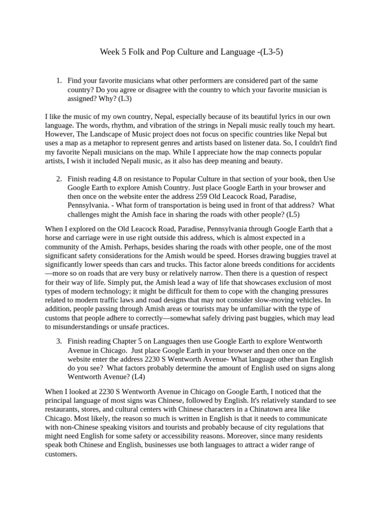 Week 5 Folk and Pop Culture and Language -(L3-5) | PDF | Chinese ...