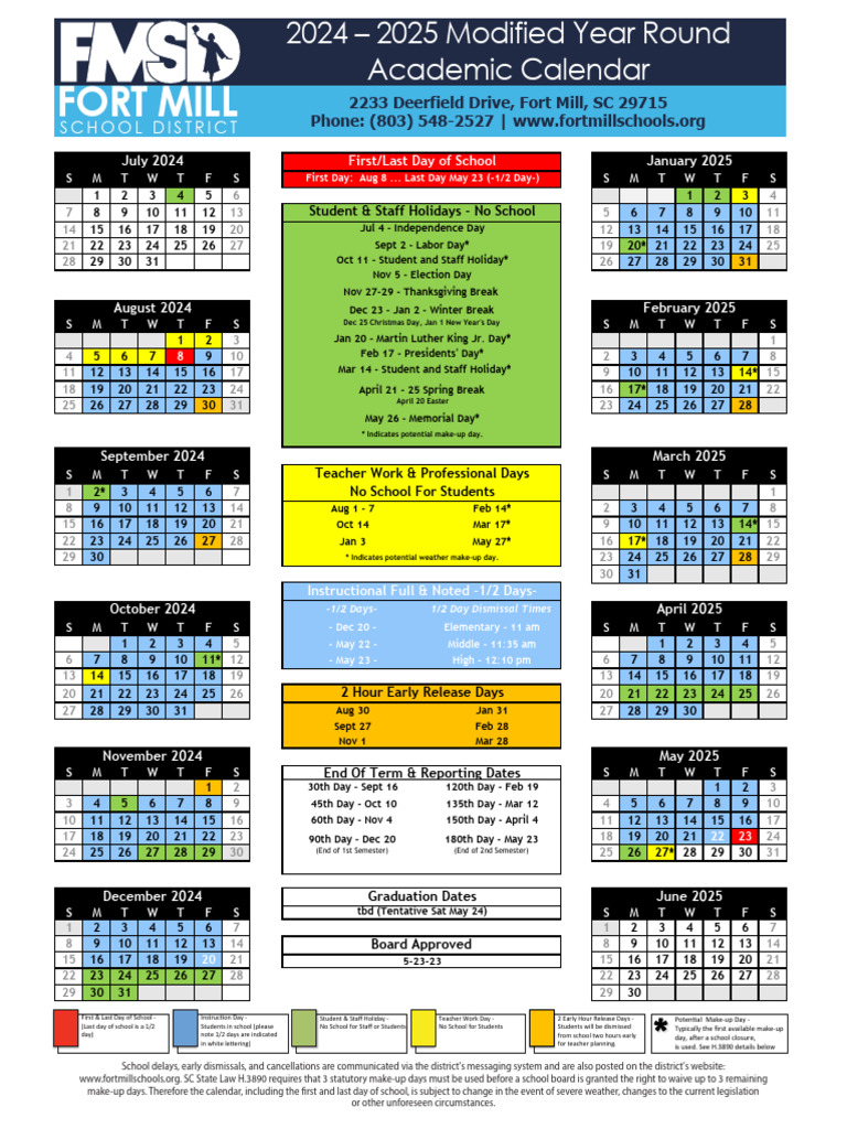 Approved24 25CalendarFrontandBack 1 | PDF | Holidays | Observances