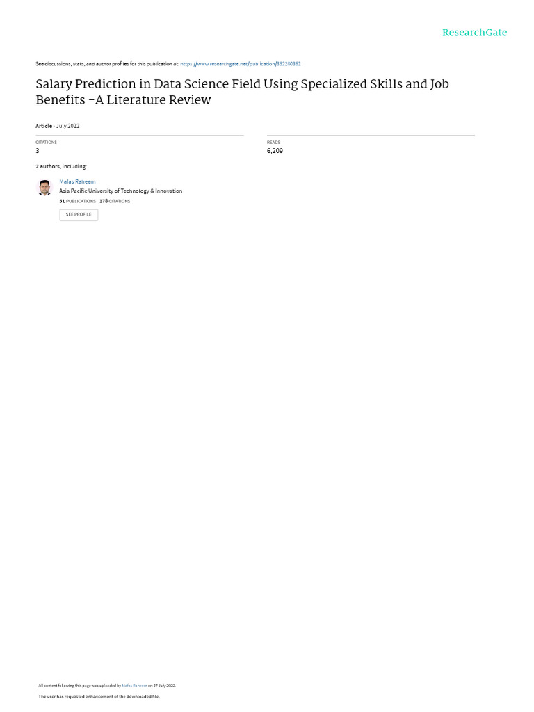 Volume6 Issue3 Paper10 2022 | PDF | Regression Analysis | Machine Learning