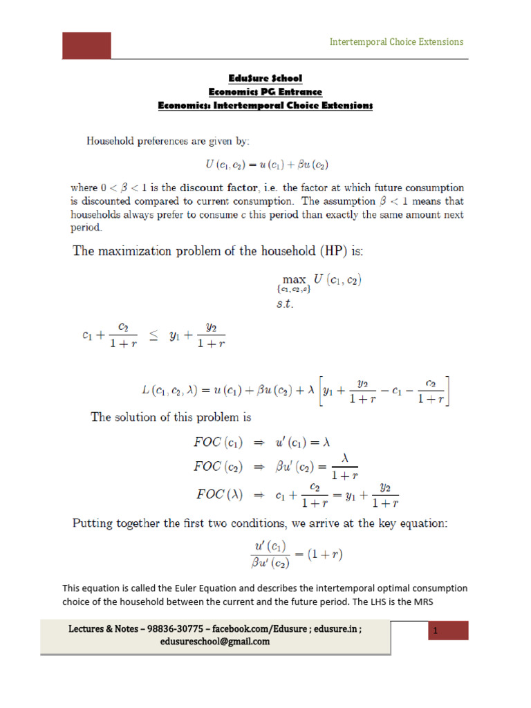 Inter Temporal Ext | PDF | Consumption (Economics) | Elasticity (Economics)