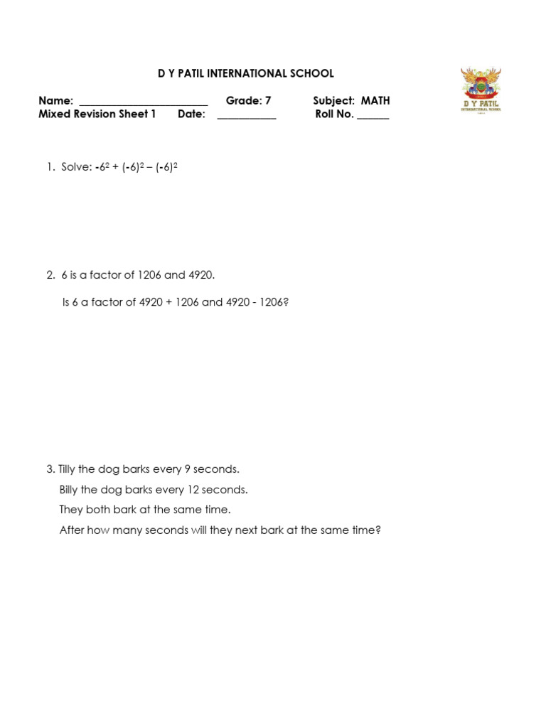 Revision Sheet | PDF
