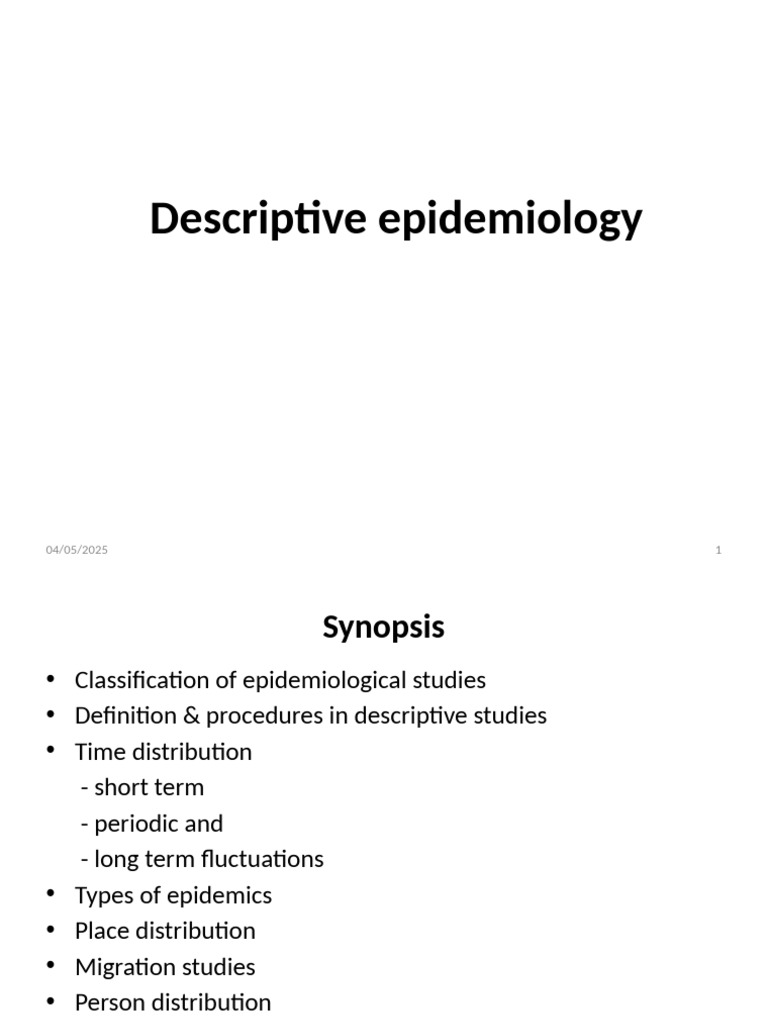 Descriptive Epidemiology Overview | PDF | Epidemiology | Epidemics