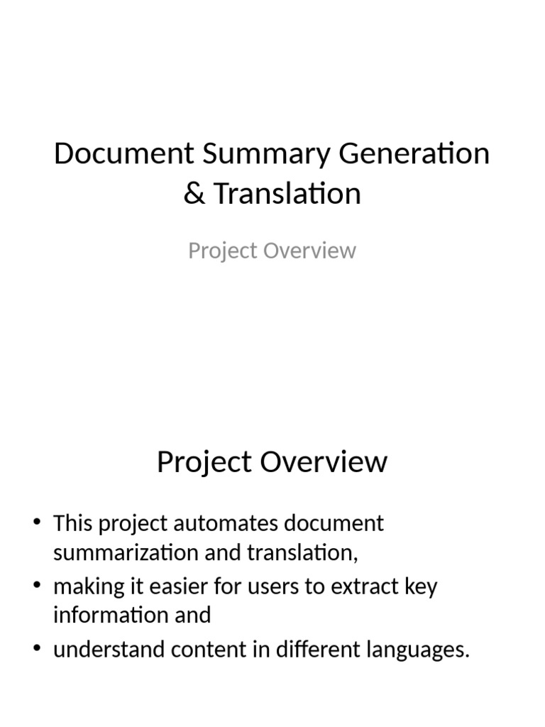 Document Summary Translation Project | PDF