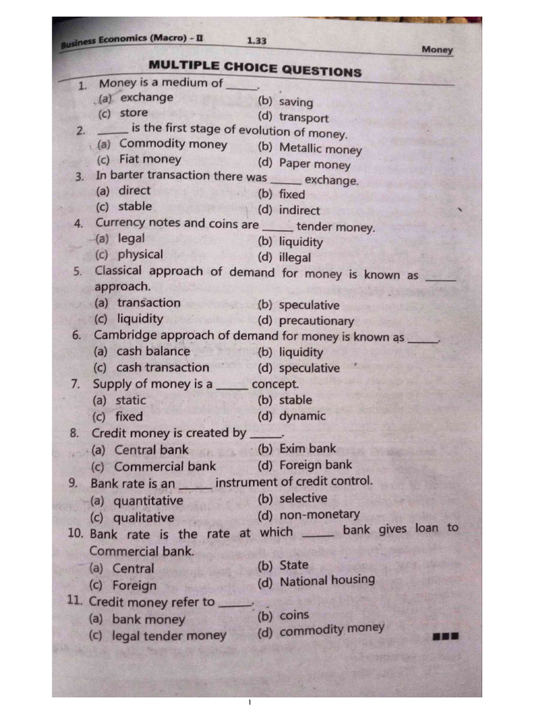 Eco Sem 4 TB MCQS | PDF