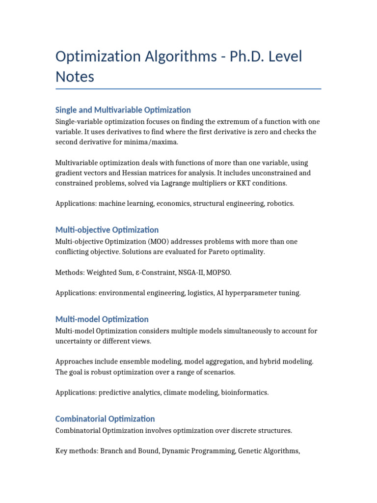 Phd Optimization Notes Pdf