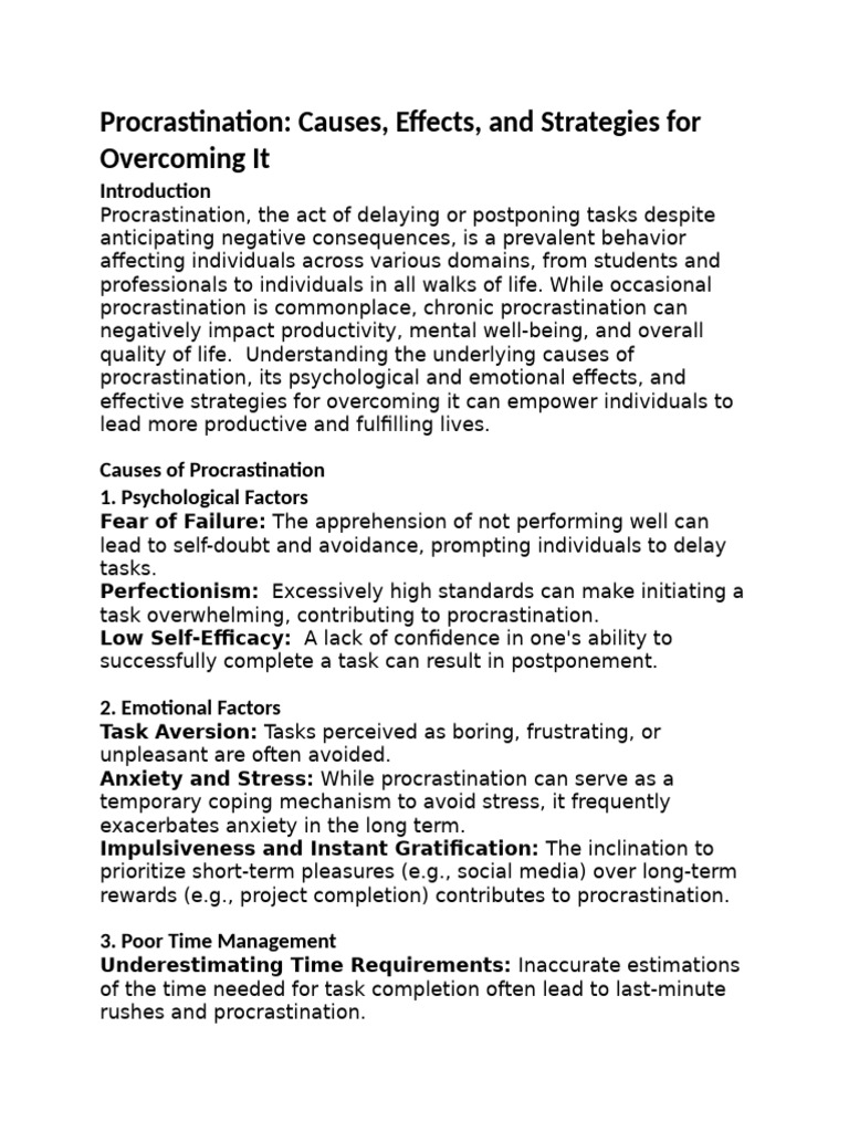 The Procrastination | PDF | Professional Skills | Procrastination