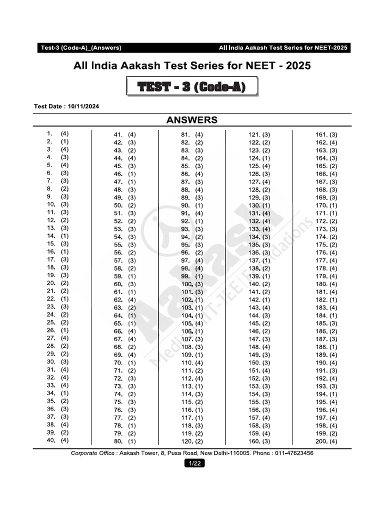 Aiats-03 Code a Oym 10 11 2024 Sol | PDF