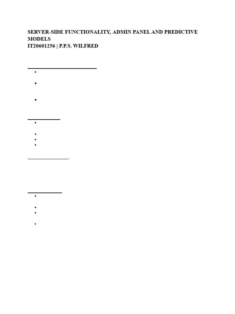 Server-Side Functionality, Admin Panel and Predictive Models | PDF | Client–Server Model ...