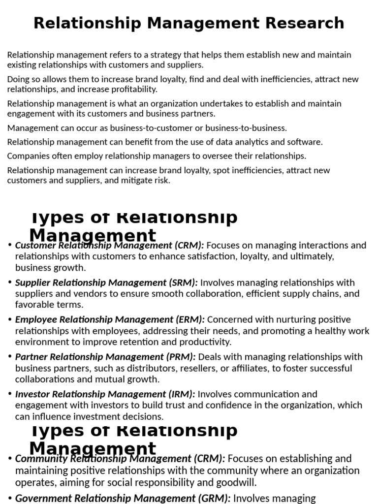 Comprehensive Guide to Relationship Management | PDF | Investment ...
