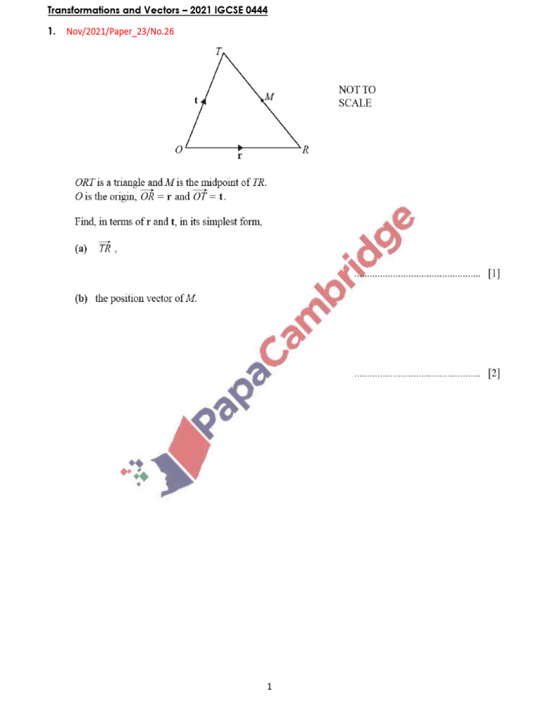 IGCSE 2021 Transformations & Vectors | PDF