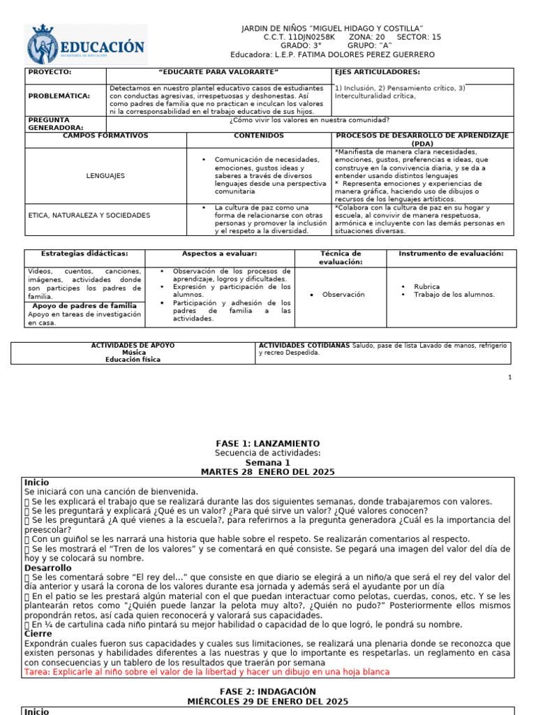 Proyecto Integrador Valores | PDF | Inclusión (Educación) | Aprendizaje