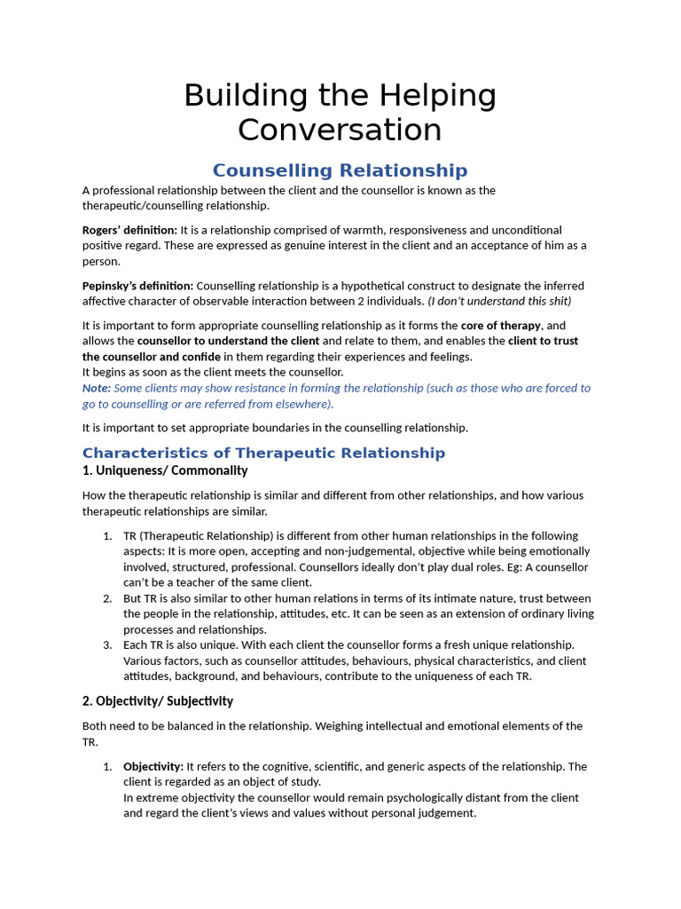 Building Effective Counselling Relationships | PDF | Nonverbal ...