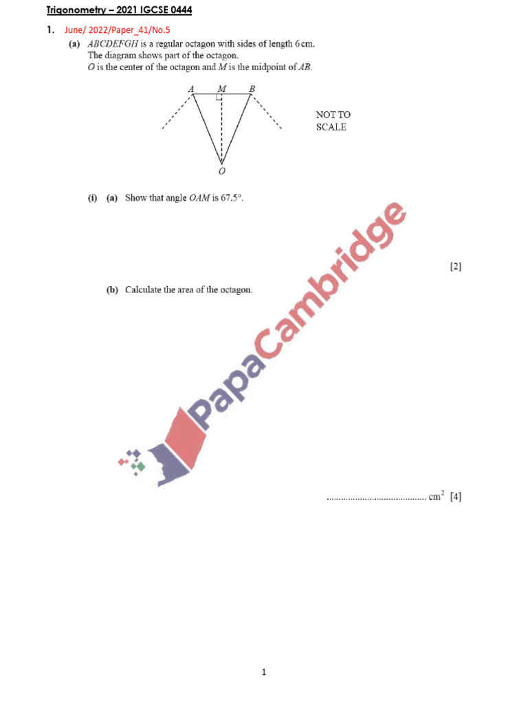 2022 Trigonometry IGCSE 0444 | PDF