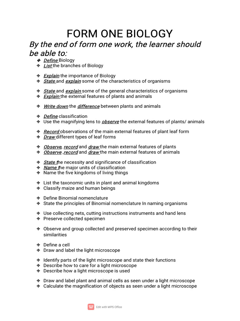 FORM-1-BIOLOGY | PDF | Biology