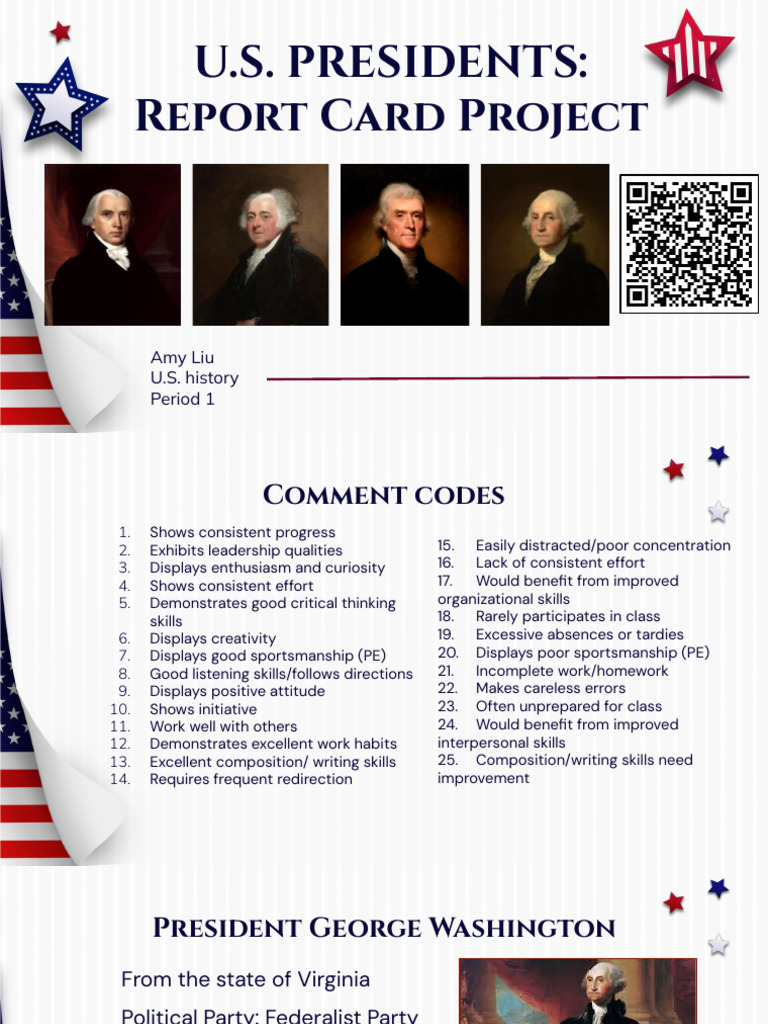 U.S. President Report Cards | PDF | Federalist Party | John Adams