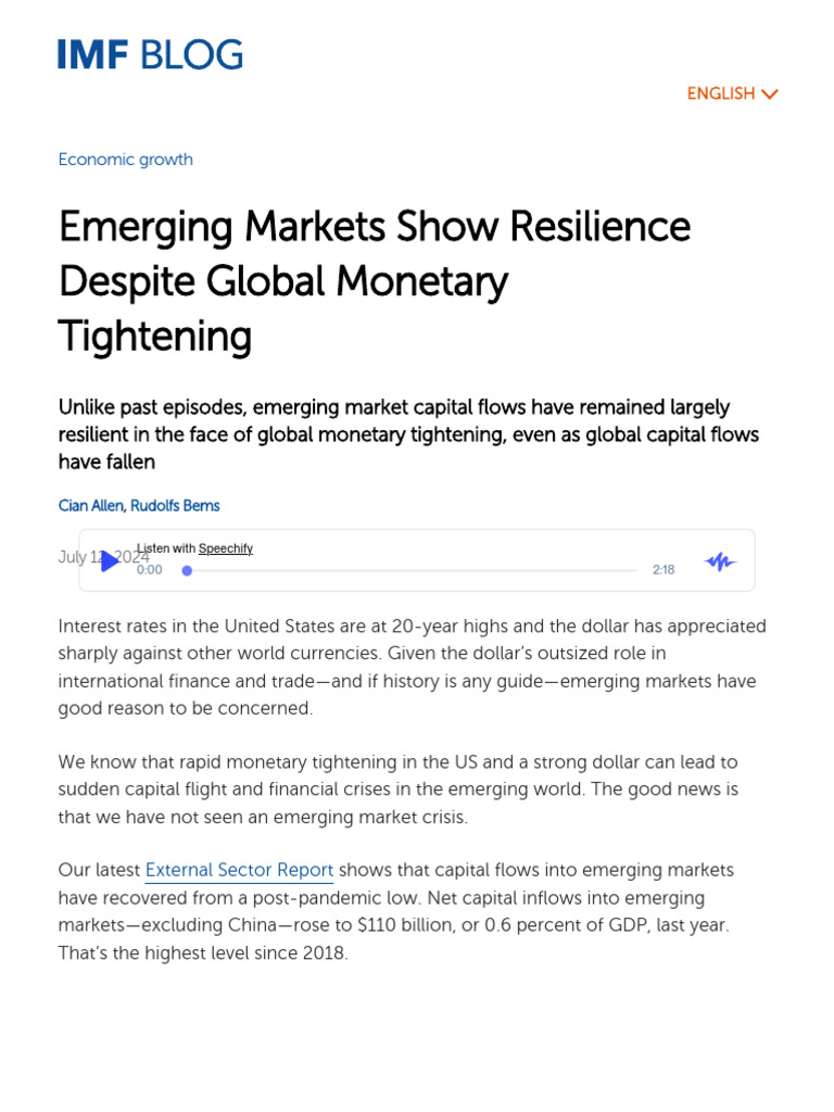 Emerging Markets Show Resilience Despite Global Monetary Tightening ...