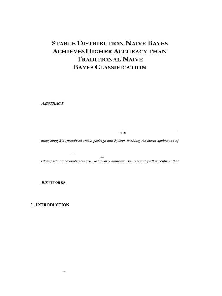 STABLE DISTRIBUTION NAIVE BAYES ACHIEVESHIGHER ACCURACY THAN TRADITIONAL NAIVE BAYES ...