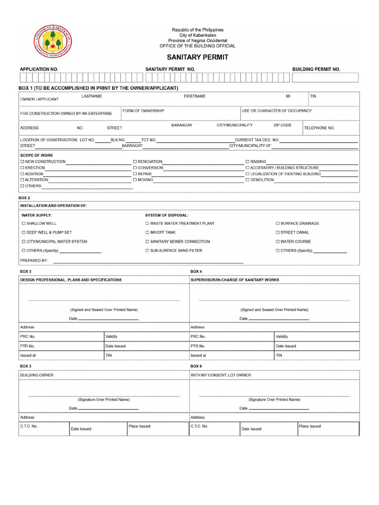 SANITARY-PERMIT-FRONT | PDF