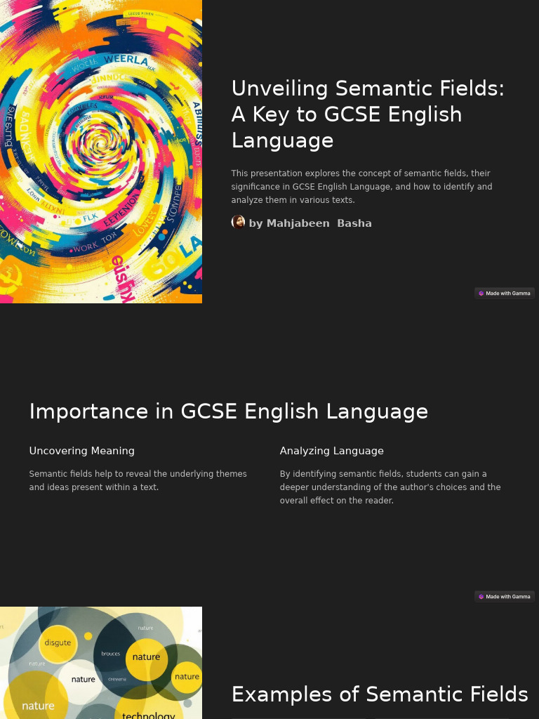 Unveiling Semantic Fields A Key To GCSE English Language | PDF | Semantics