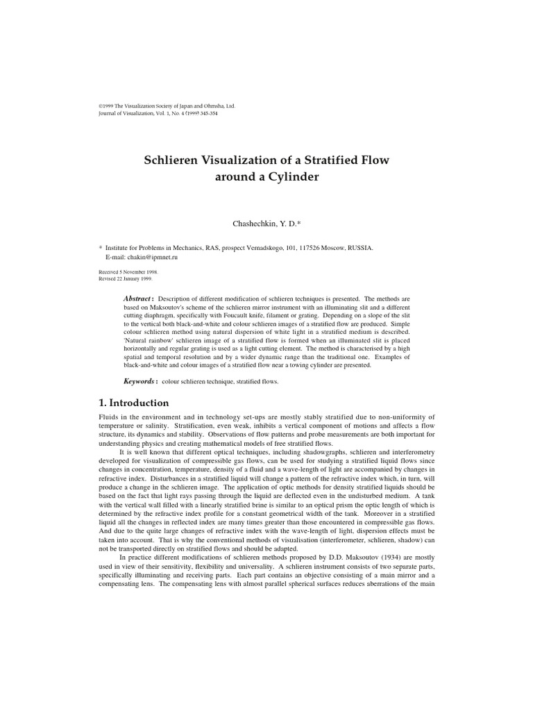 Schlieren Visualization of A Stratified Flow | PDF | Optics ...