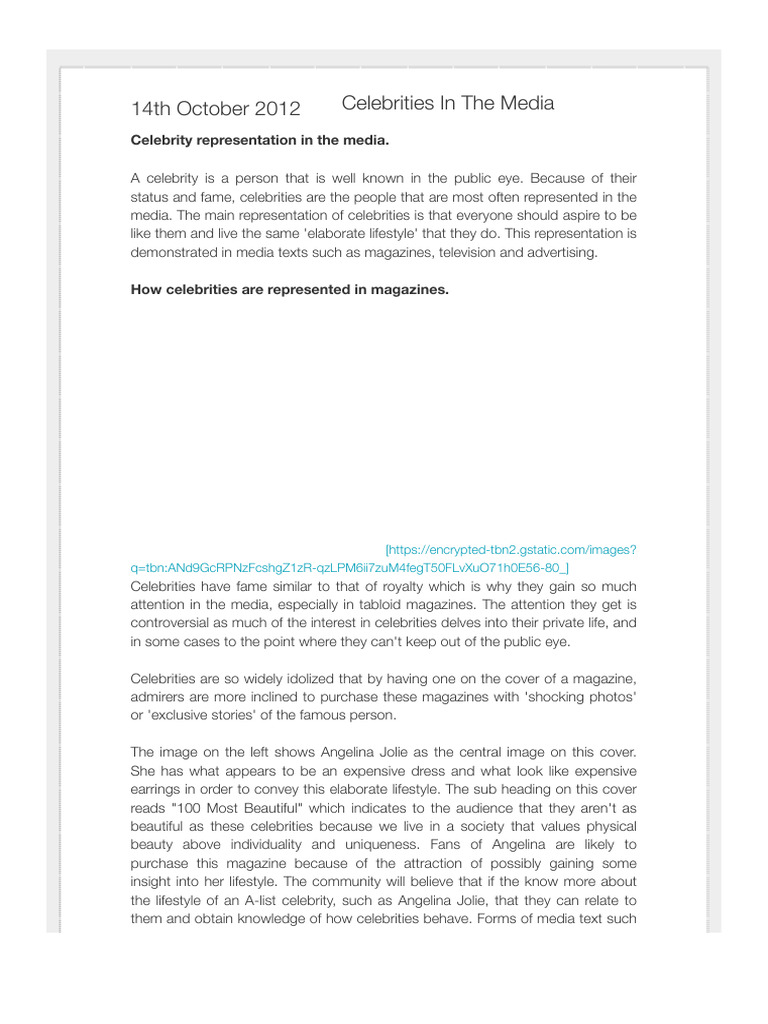 Celebrity Representation in Media | PDF | Celebrity | Advertising