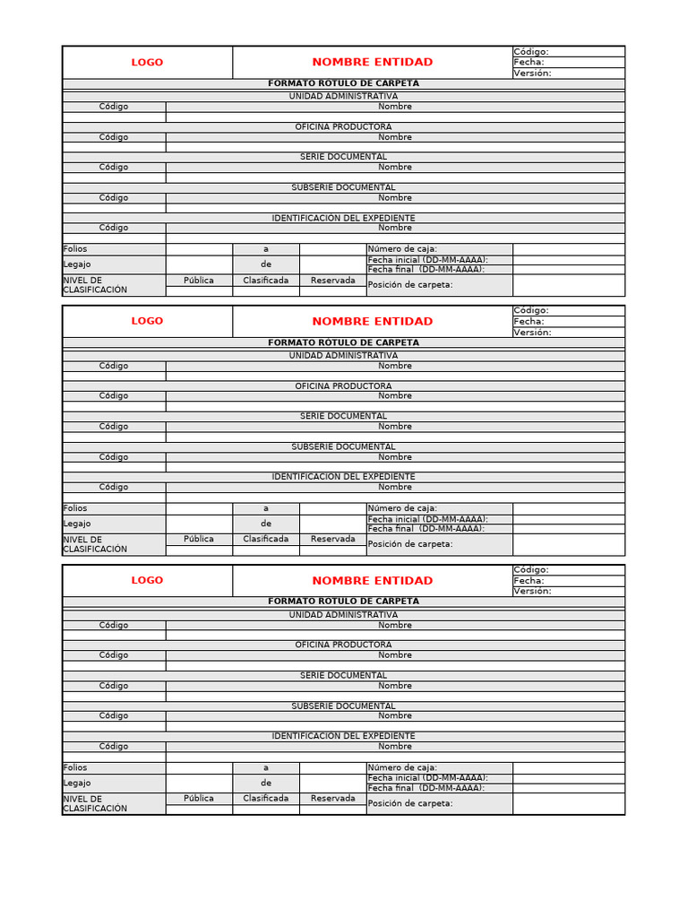 Formato Rótulo de Carpeta | PDF