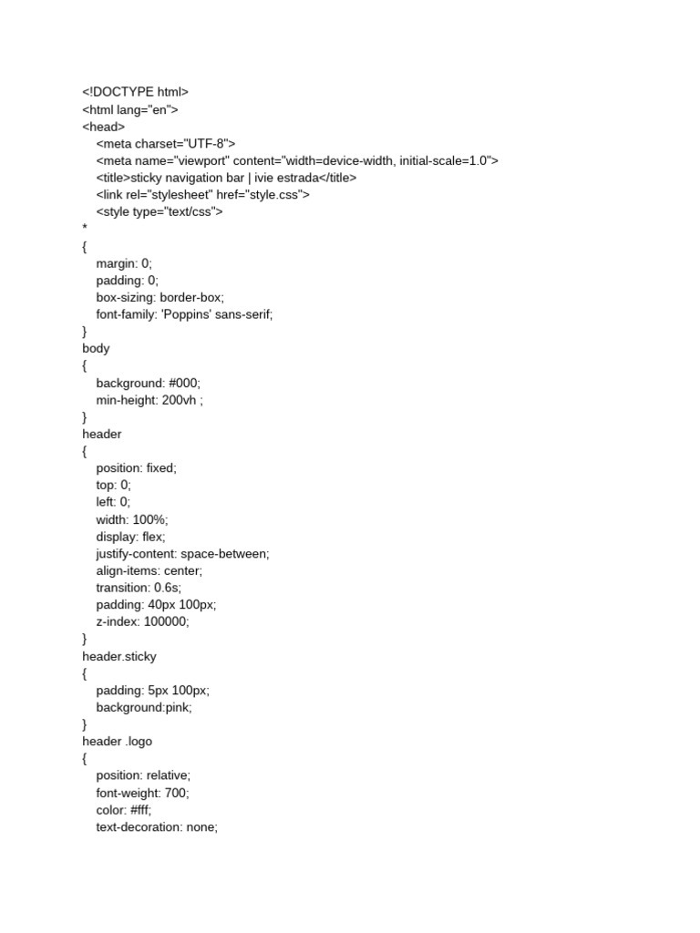 Sticky Nav Bar | PDF
