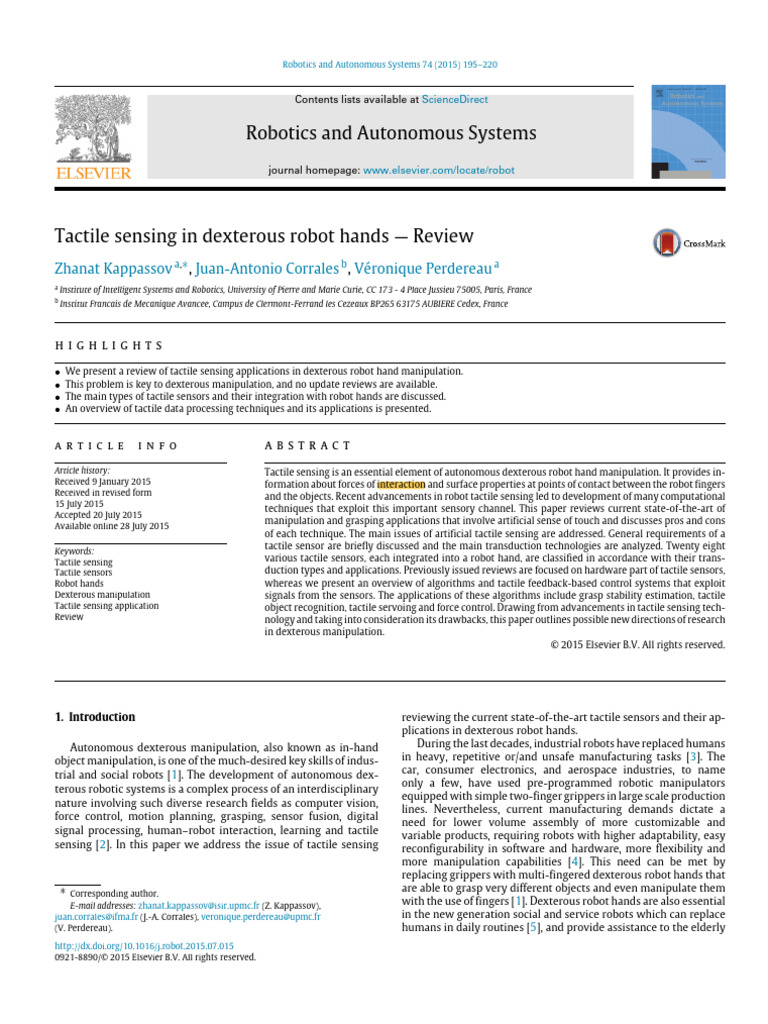 Robotics And Autonomous Systems Pdf Capacitor Piezoelectricity
