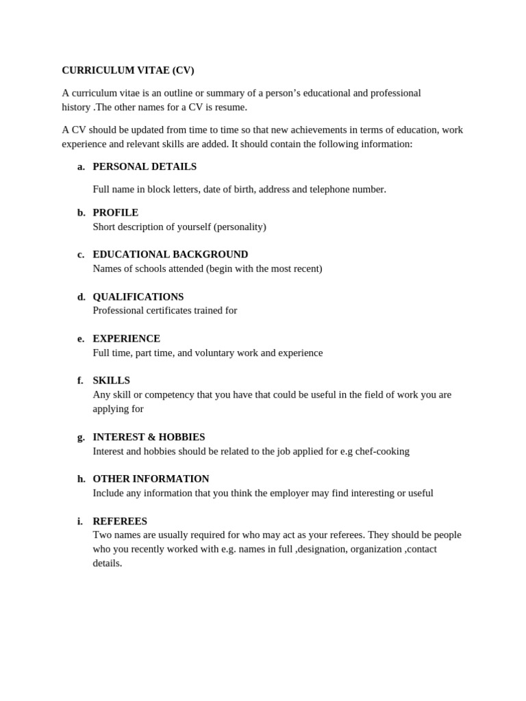 Essential CV Structure and Tips | PDF