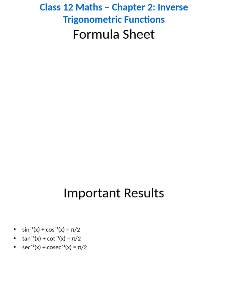 Maths Chapter 2 Formula Sheet | PDF