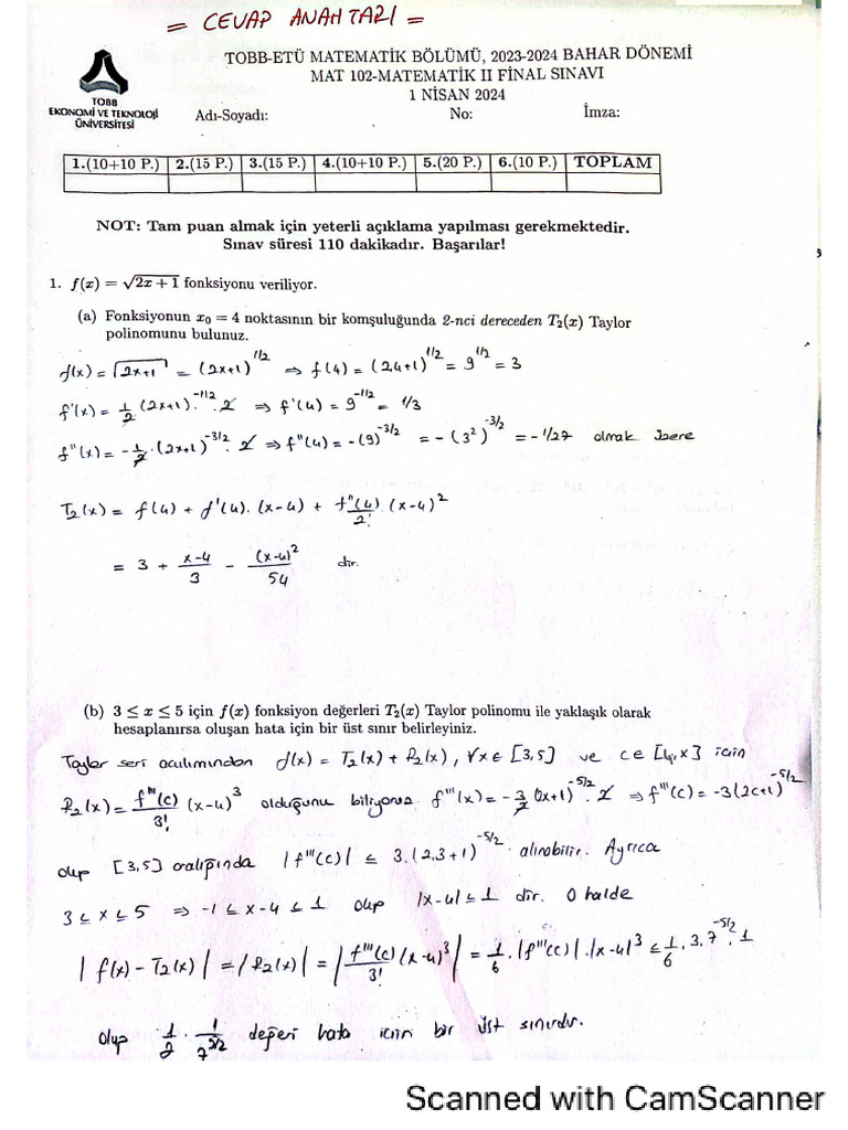 Örnek Sınav 1 | PDF