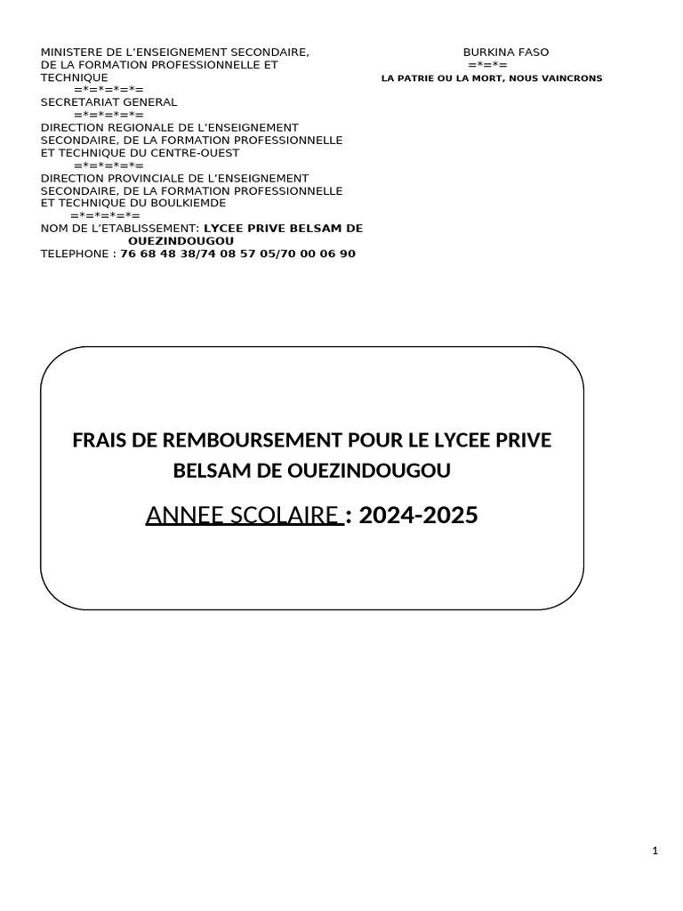 Liste des élèves du Lycée BELSAM 2024-2025 | PDF | Enfance | Écoles